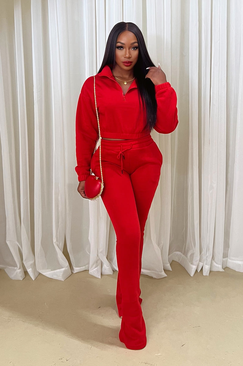 Cozy Gal Sweatsuit- Red – Uptown Gal LA