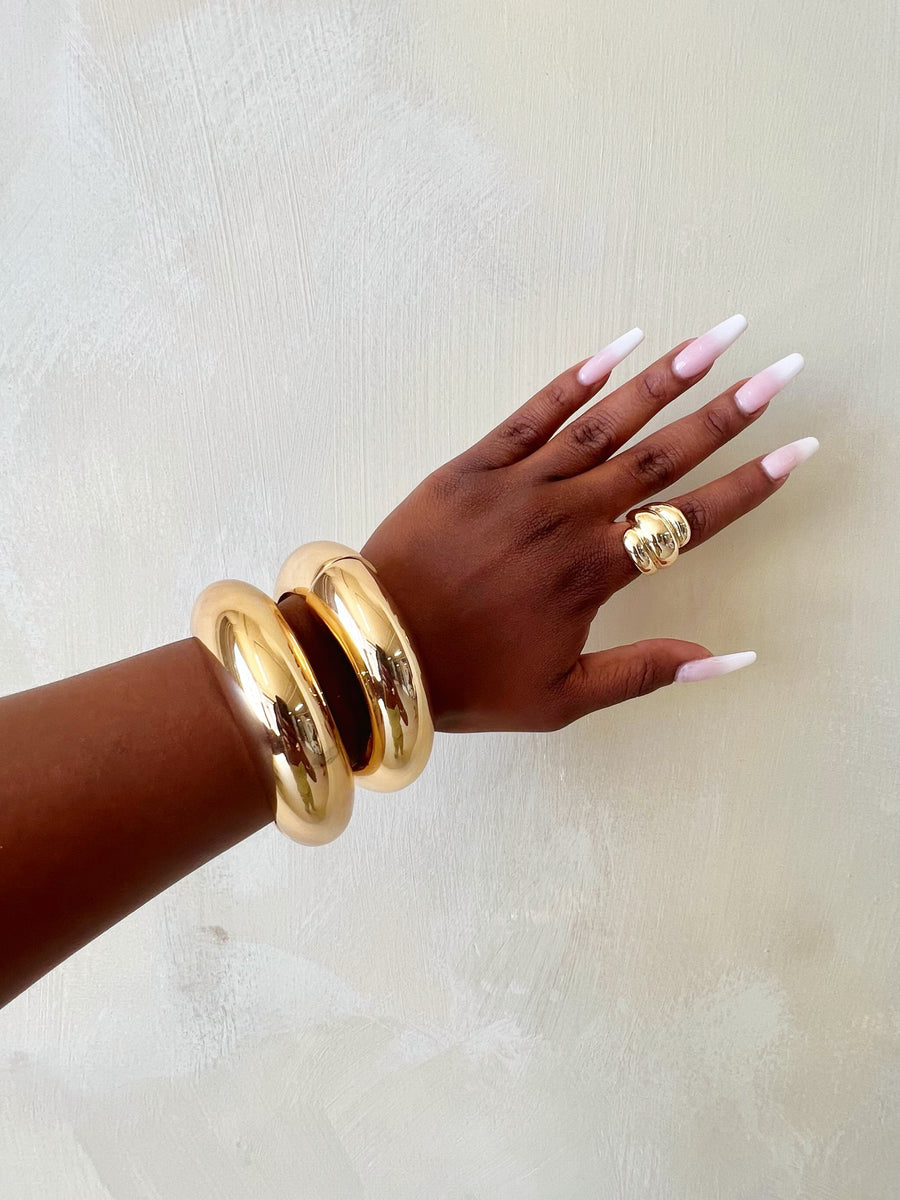 Chunky Gold Bangle – Uptown Gal LA